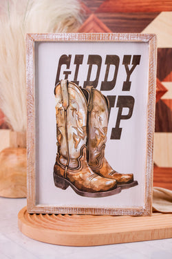 Giddy Up/Boots Reversible Sign - Whiskey Skies
