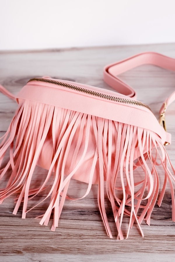 Light Pink Removable Fringe Fanny Pack - Whiskey Skies